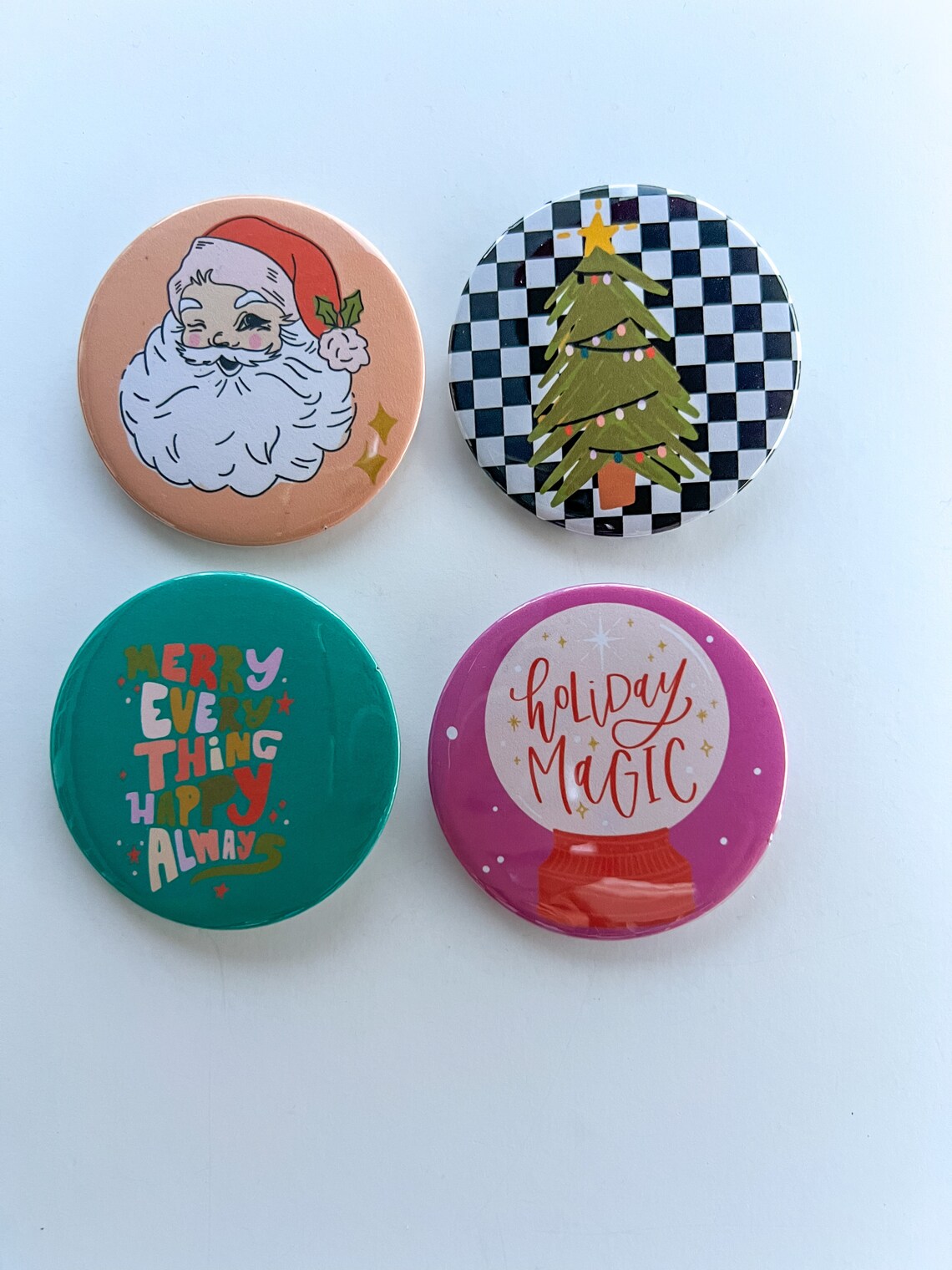 Christmas Button Pins and Magnets, Holiday Designs (2 Inch) - Etsy