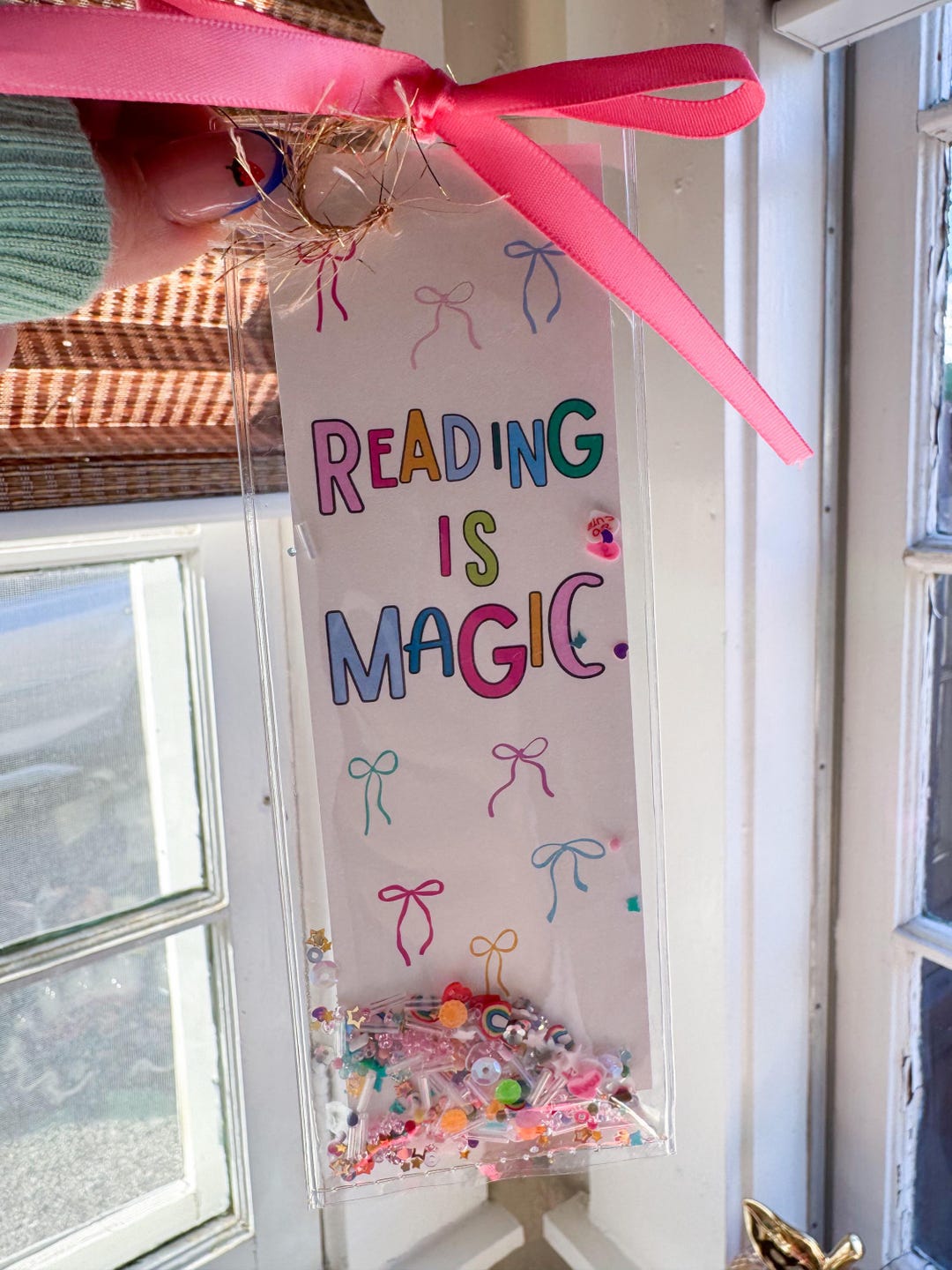 Reading is Magic Bows Shaker Style Bookmark. St. Patrick’s Day Bookmark ...