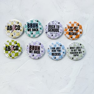 Back to School Teacher and Student Button Pins CHECKERED / Magnets - Etsy