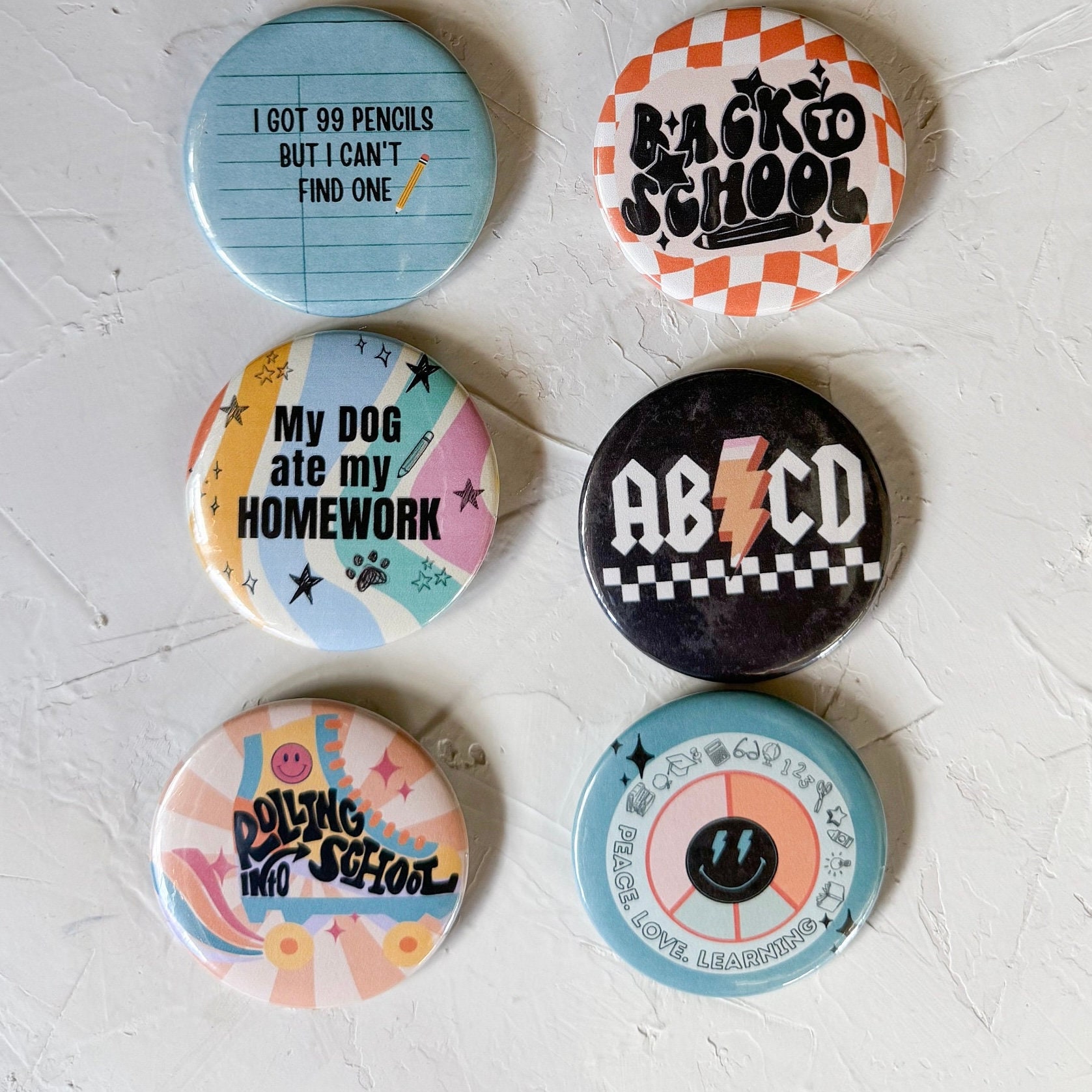 Back to School Teacher and Student Button Pins / Magnets - Etsy
