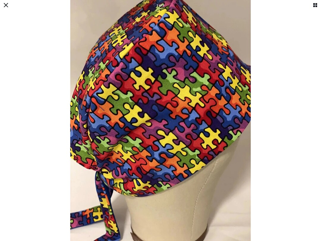 Men/women Scrub Cap Lined Puzzle Pieces, Autism Awareness. Cool Cap - Etsy