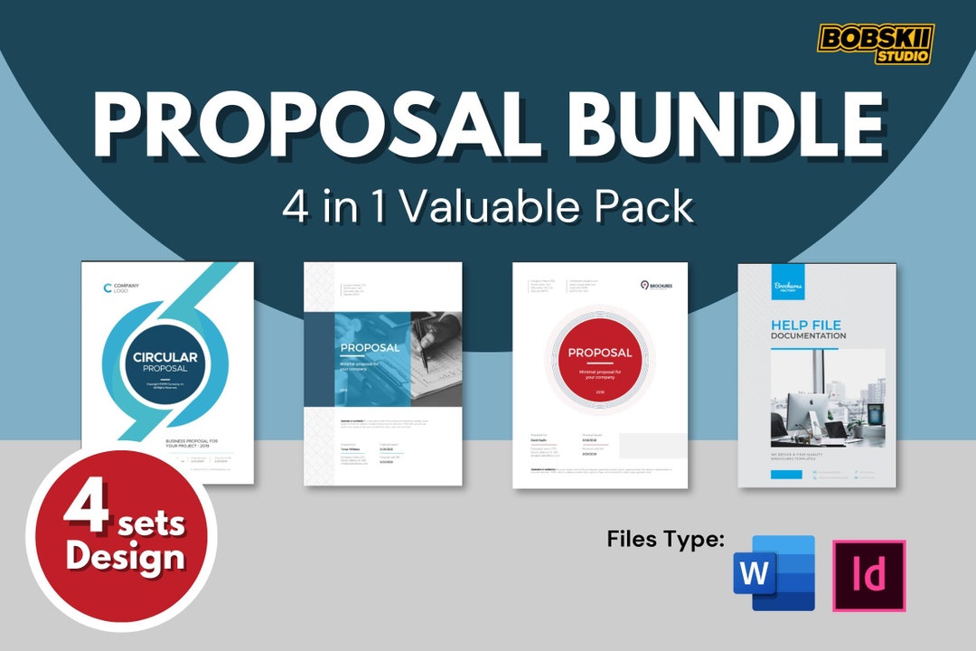 4 Sets Business Proposal Template Bundle Collections MS Words Indesign ...