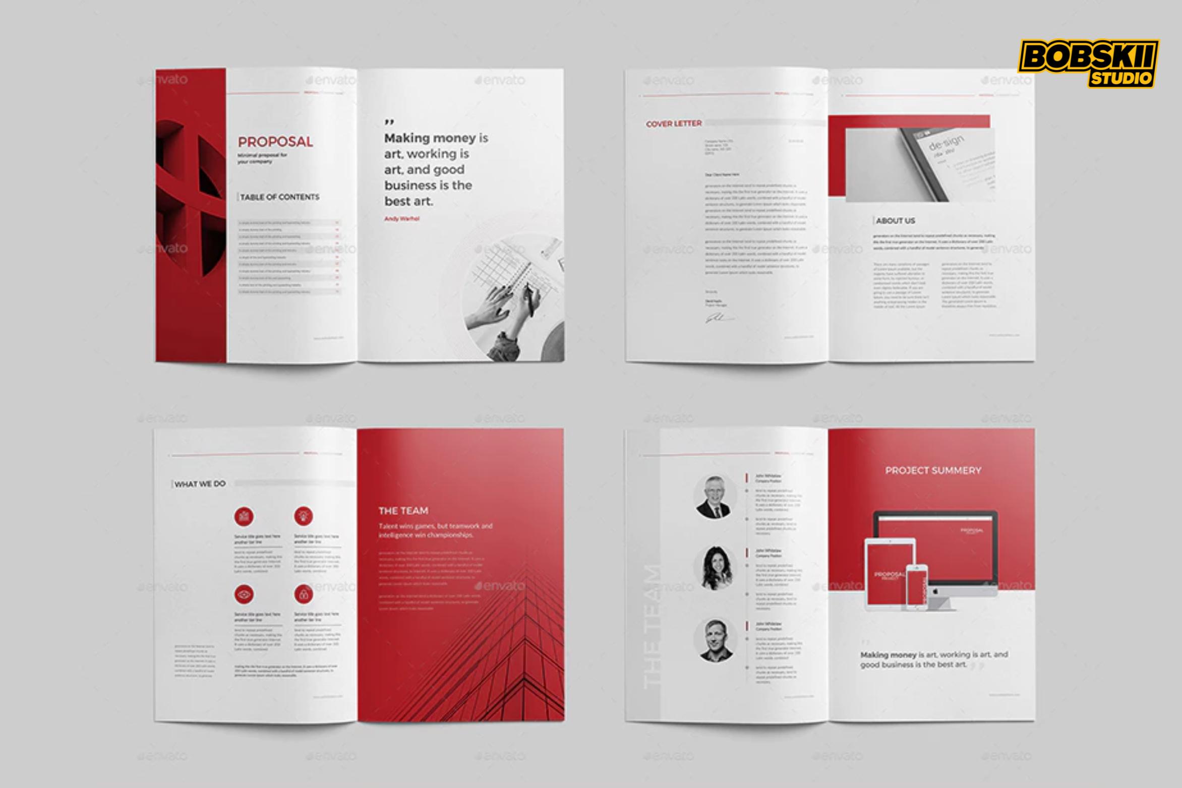 4 Sets Business Proposal Template Bundle Collections MS Words Indesign ...