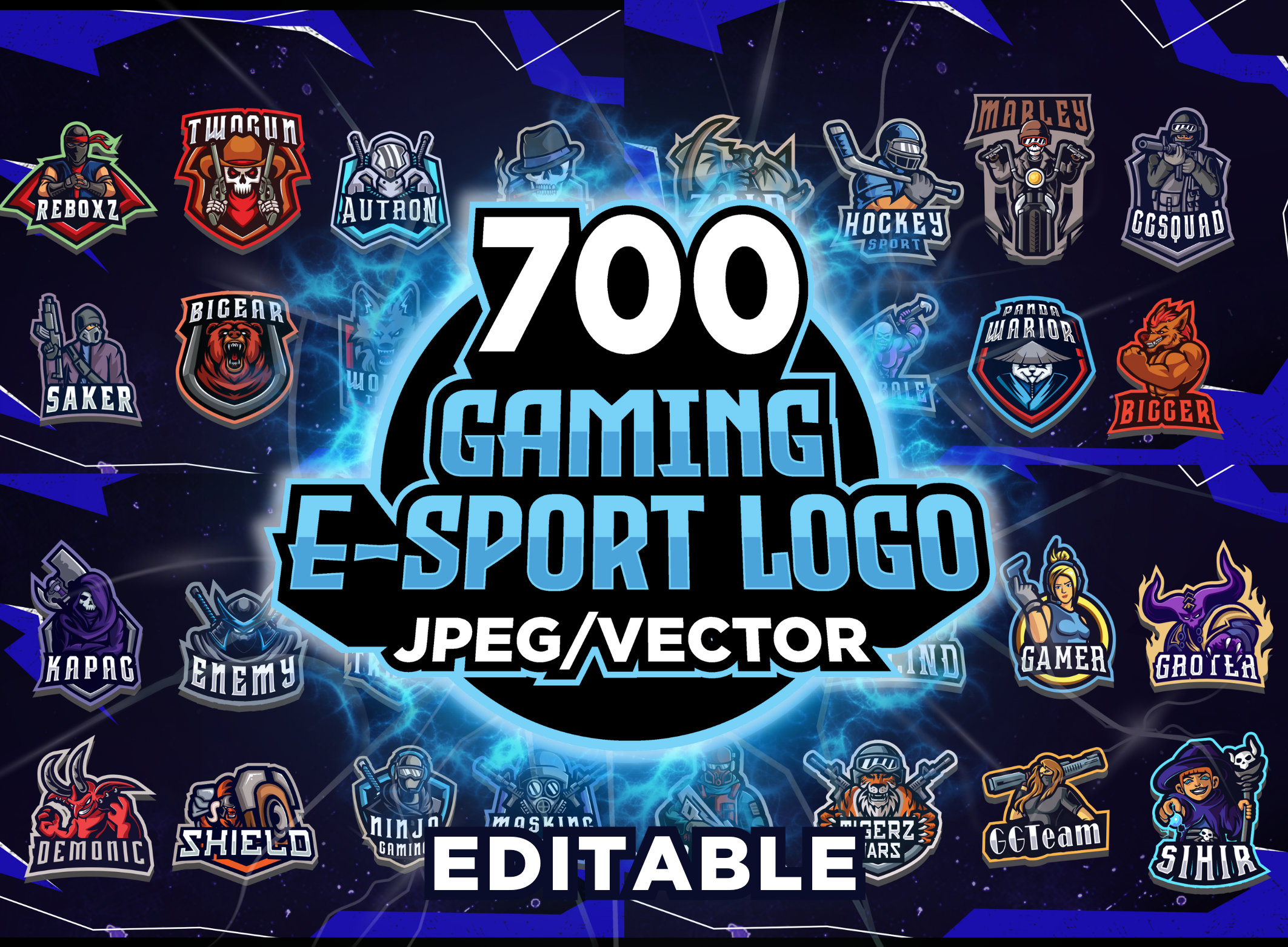 700 Gaming Logo Vector, Logos Templates Easy to Use for Online Game ...