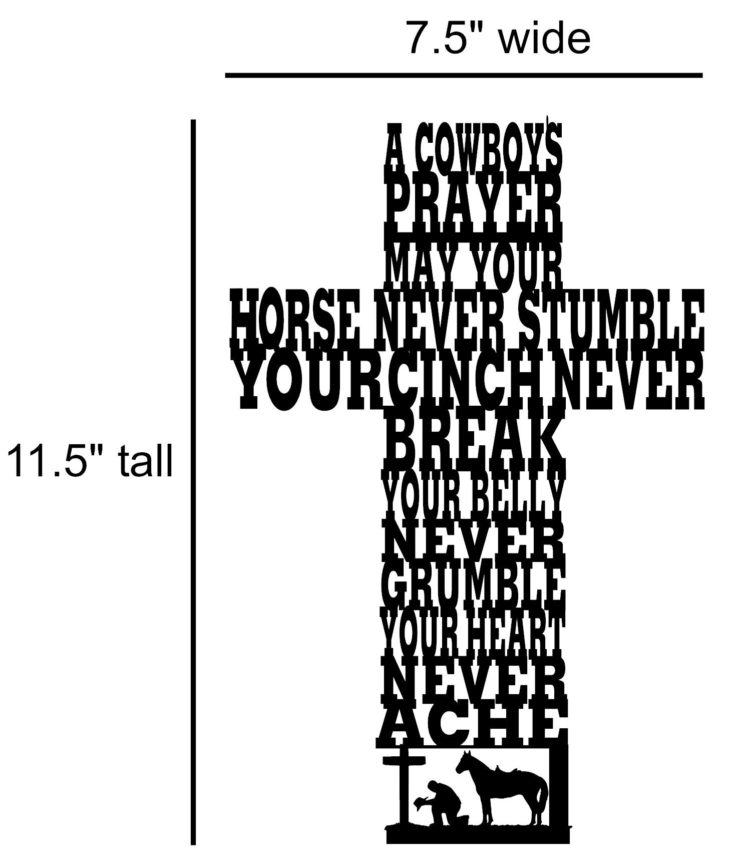 A Cowboy's Prayer Cross SVG Text Cutout. - Etsy