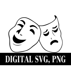 Comedy Tragedy Masks SVG Png. Digital PNG, SVG. T-shirt Design. Decal ...