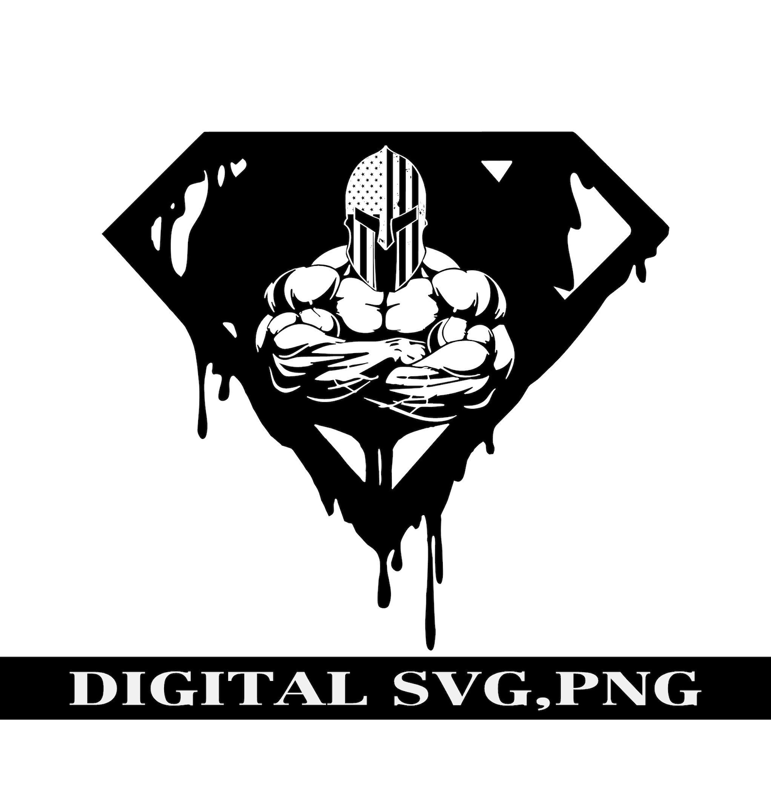 Muscled Spartan on a Dripping Shield, Digital SVG, PNG. T-shirt Design ...