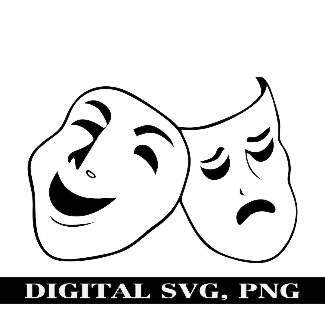Comedy Tragedy Masks SVG Png. Digital PNG, SVG. T-shirt Design. Decal ...