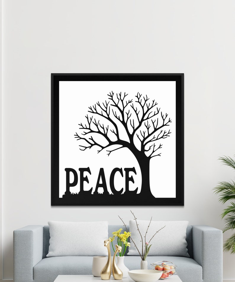 Wall Art Prints, Peace Tree Art, Black and White Wall Prints, Digital ...