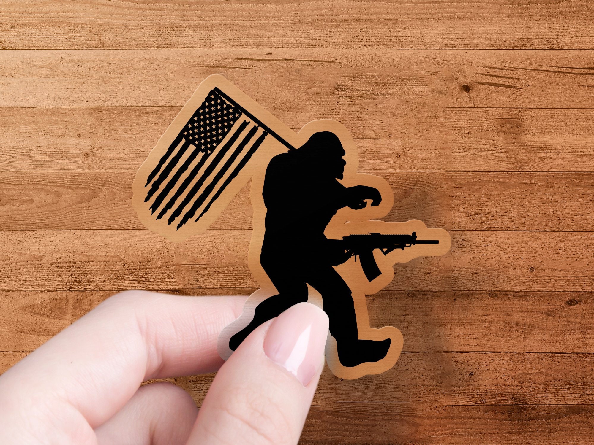 Sasquatch With American Flag and Gun. Digital SVG, PNG. T-shirt Design ...