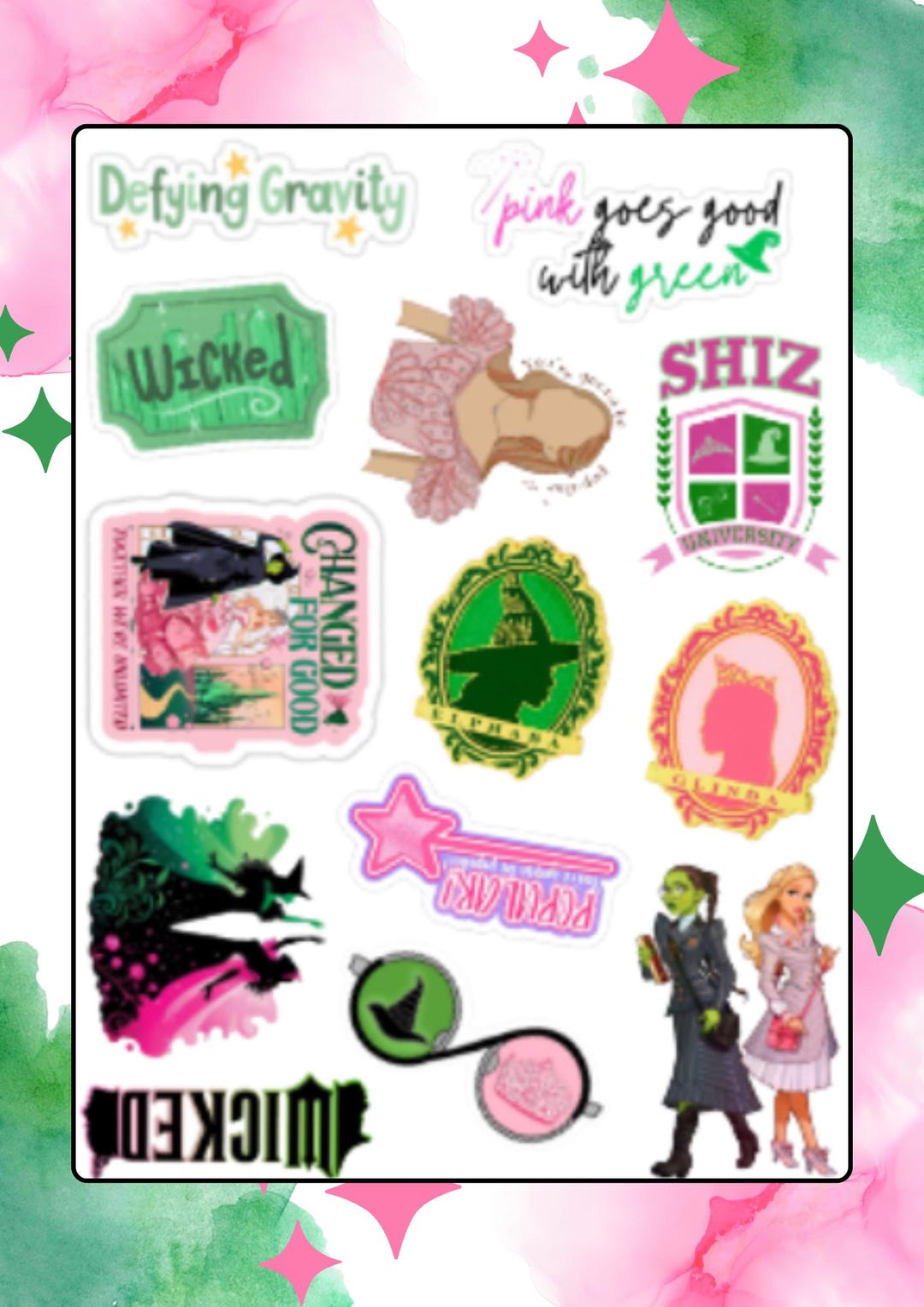 Wicked Inspired Stickers | Wicked | Shiz | Wicked Movie | Defying ...