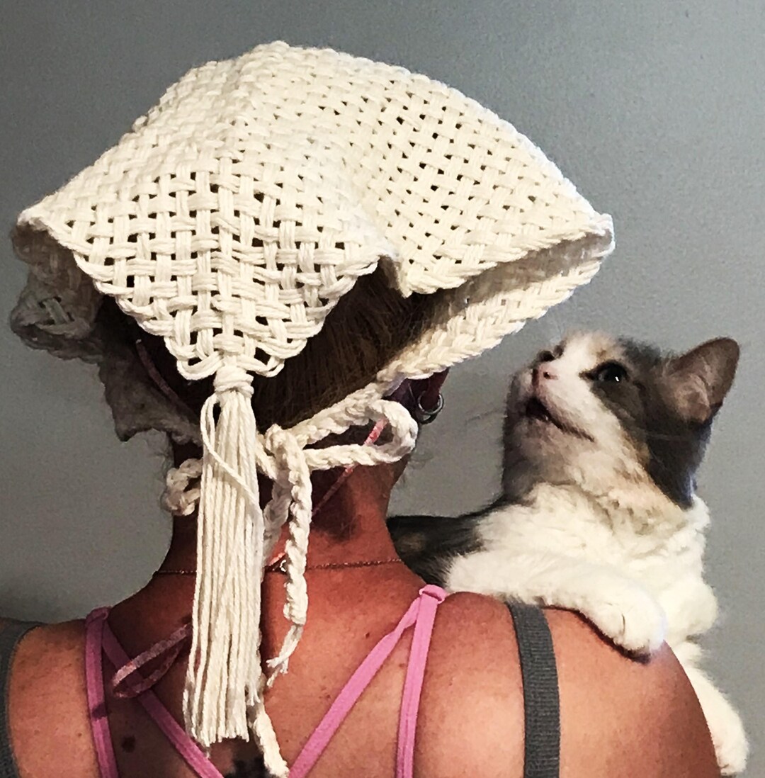 Handwoven Cotton Triangle Head Scarf – Cream Crochet Ties - Etsy