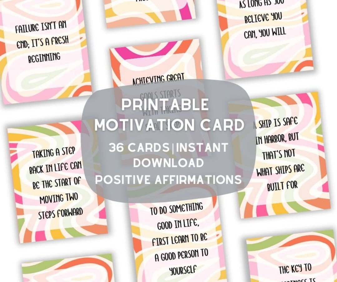 36 Printable Motivational Affirmation Cards Set,instant Download ...