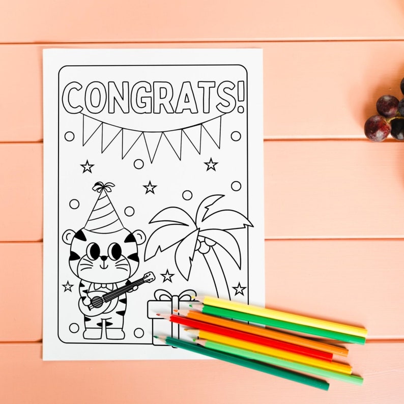 PRINTABLE Congratulations Coloring Pages Animal-themed - Etsy