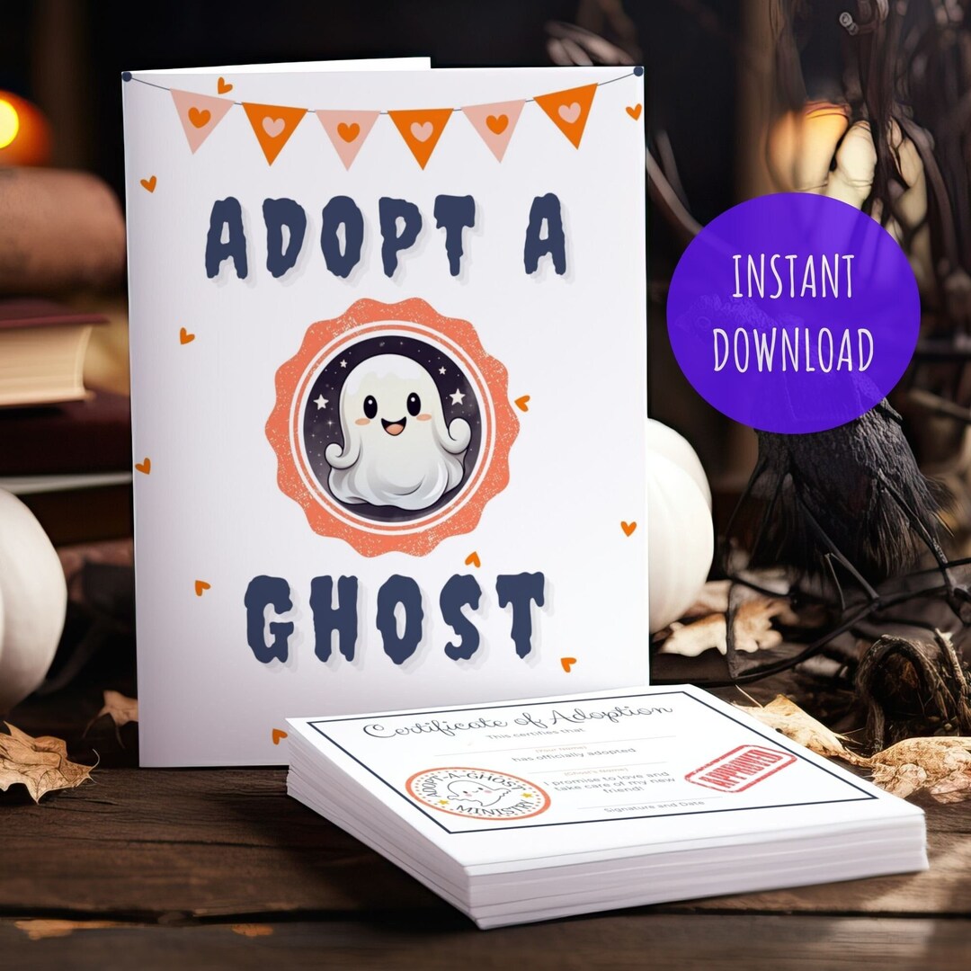 EDITABLE Adopt a Ghost Certificate With Table Sign Halloween Ghost ...