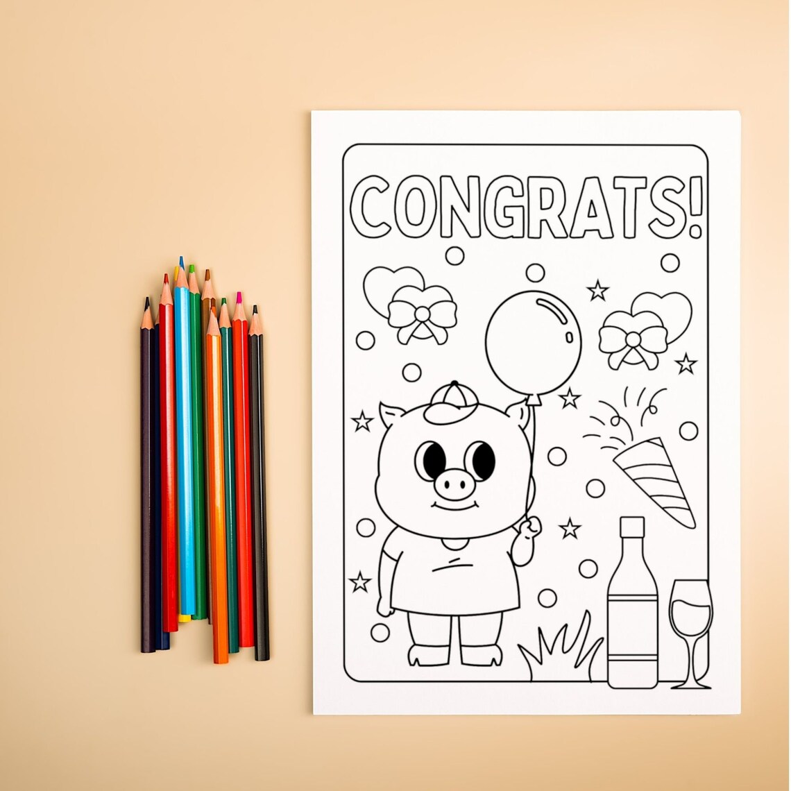 PRINTABLE Congratulations Coloring Pages Animal-themed - Etsy