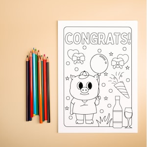 PRINTABLE Congratulations Coloring Pages Animal-themed - Etsy