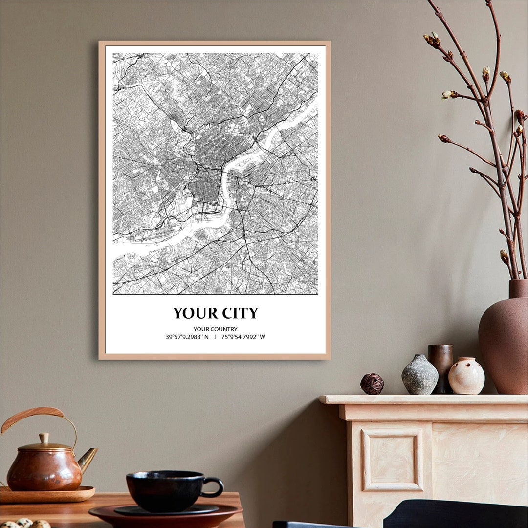 Custom Street Map Poster Custom Map Prints Personalized Map - Etsy