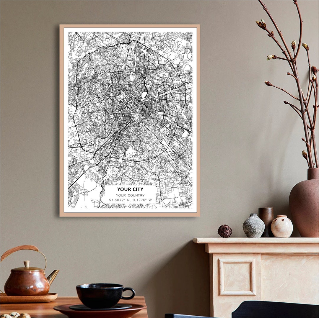 Custom Street Map Poster Custom Map Prints Personalized Map - Etsy