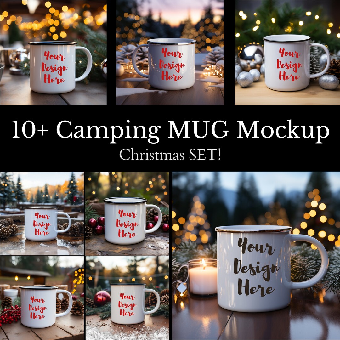 10+ Camping Mug Mockup Bundle Christmas Coffee Cup Mockup Enamel Styled ...