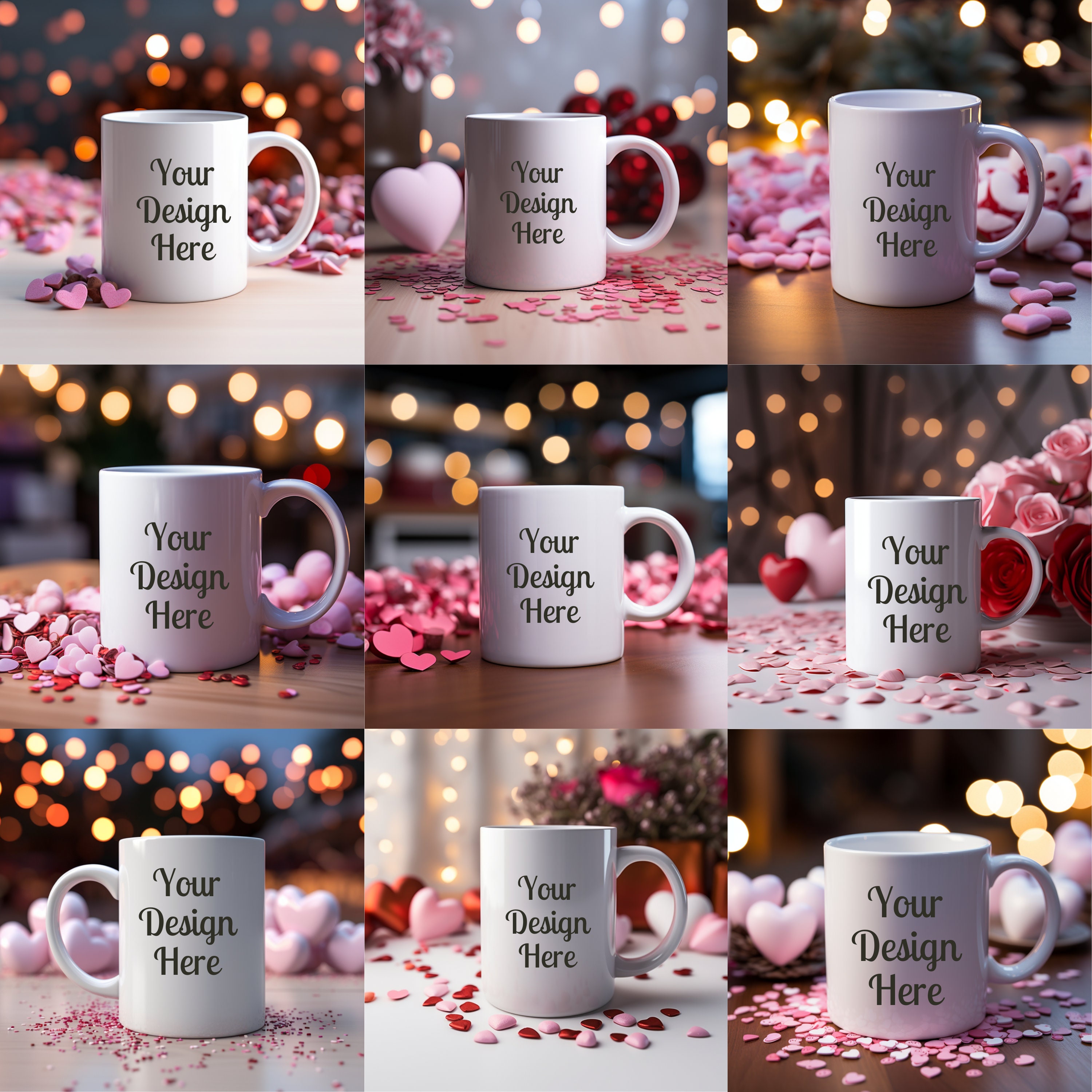 30 Valentine Mug Mockup Bundle, Valentine's Day Couple Mug Mock, Modern ...