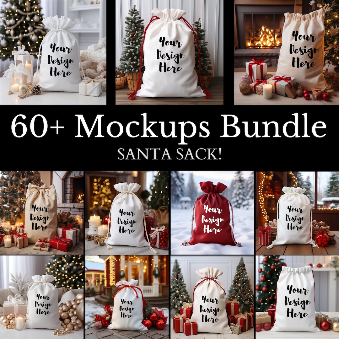 60+ Santa Sack Mockup BUNDLE Natural Gift Bag Christmas Sack Mock up ...