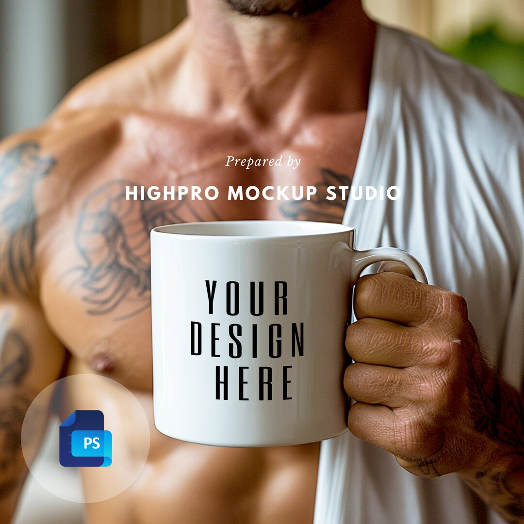 Mal MUG Mockup | Mug Mockup With Smart Object | Fitness Male Mug Mockup ...