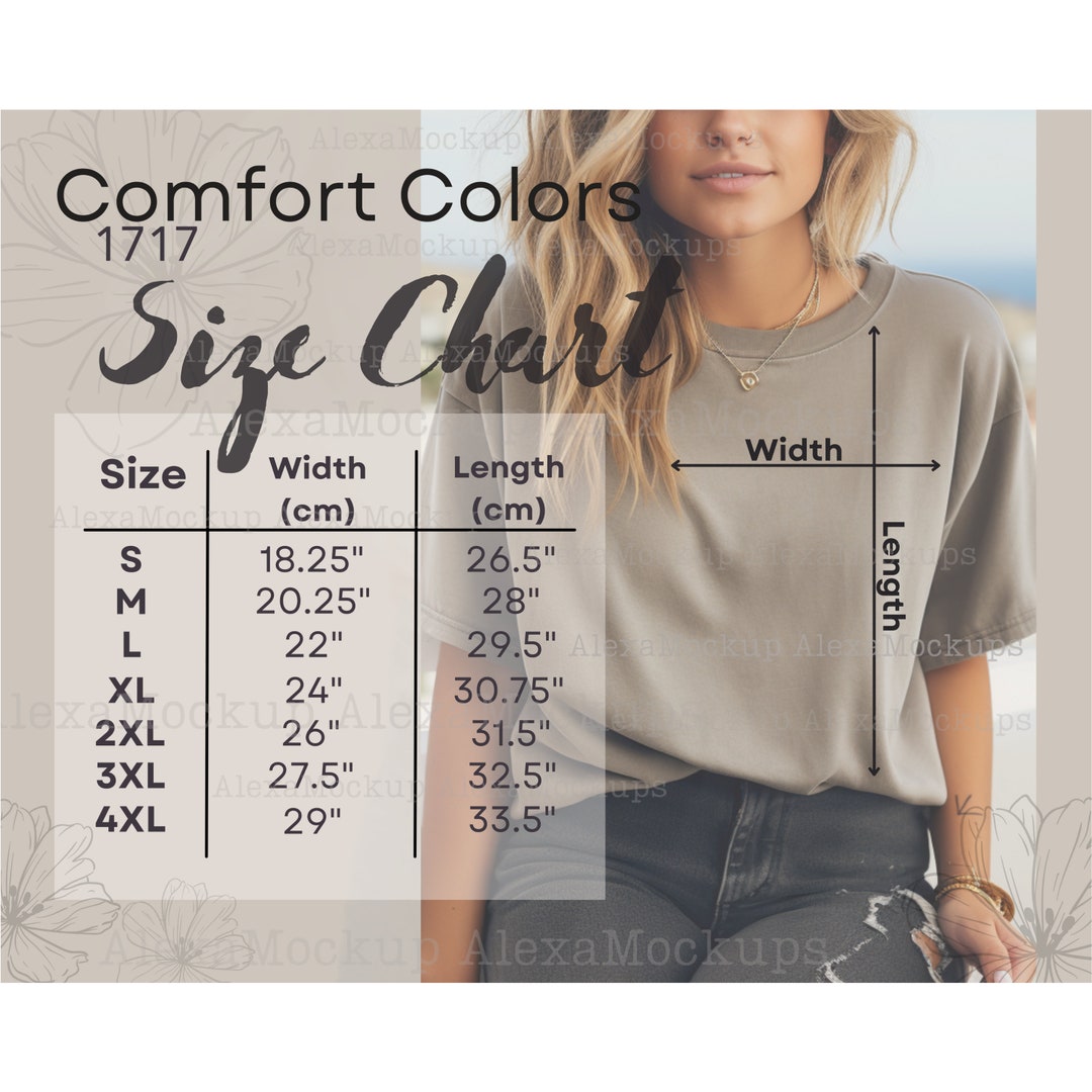 Comfort Colors 1717 Size Chart Woman, Unisex Size Chart, Size Chart ...