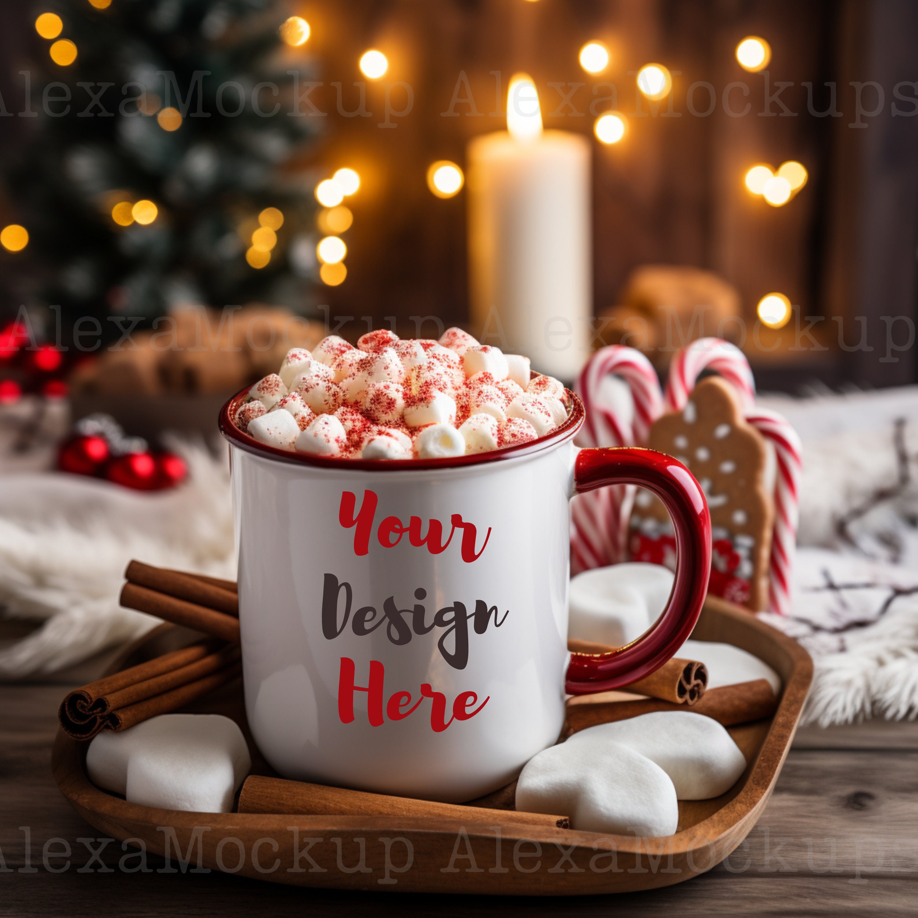 Christmas Mug Mockup Ceramic Mug Mockup Coffee Mug With Red Handle ...