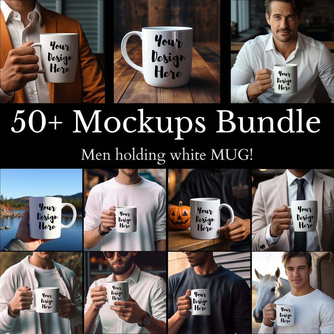 50 Man MUG Mockups Bundle Male Mug Mockups Life Model Mockup Set of Men ...