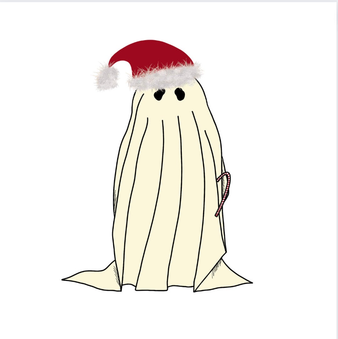 Santa Hat & Candy Cane Christmas Ghost, Png File - Etsy