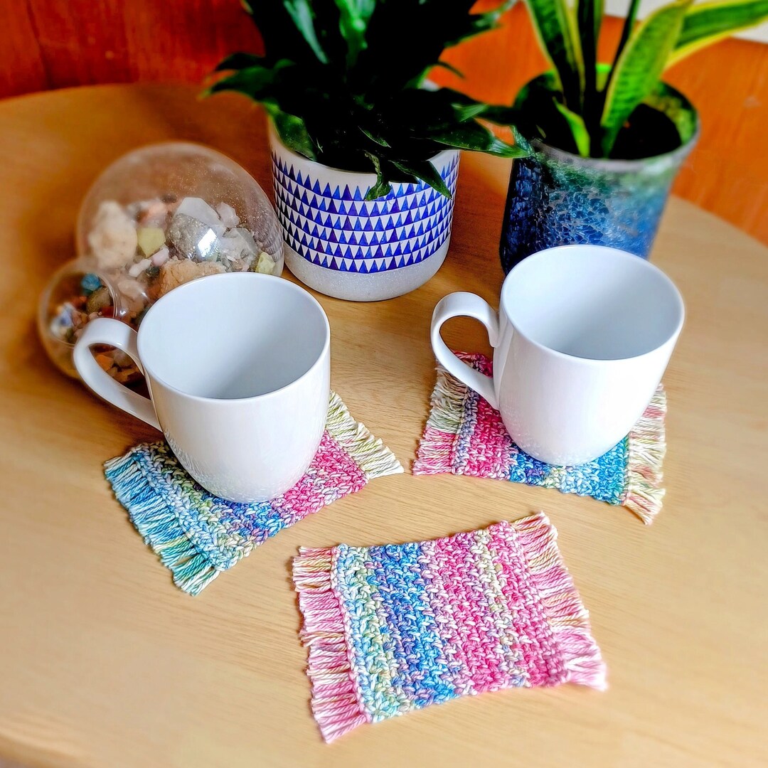 Cute Crocheted Mug Rug Set of 3 - Etsy