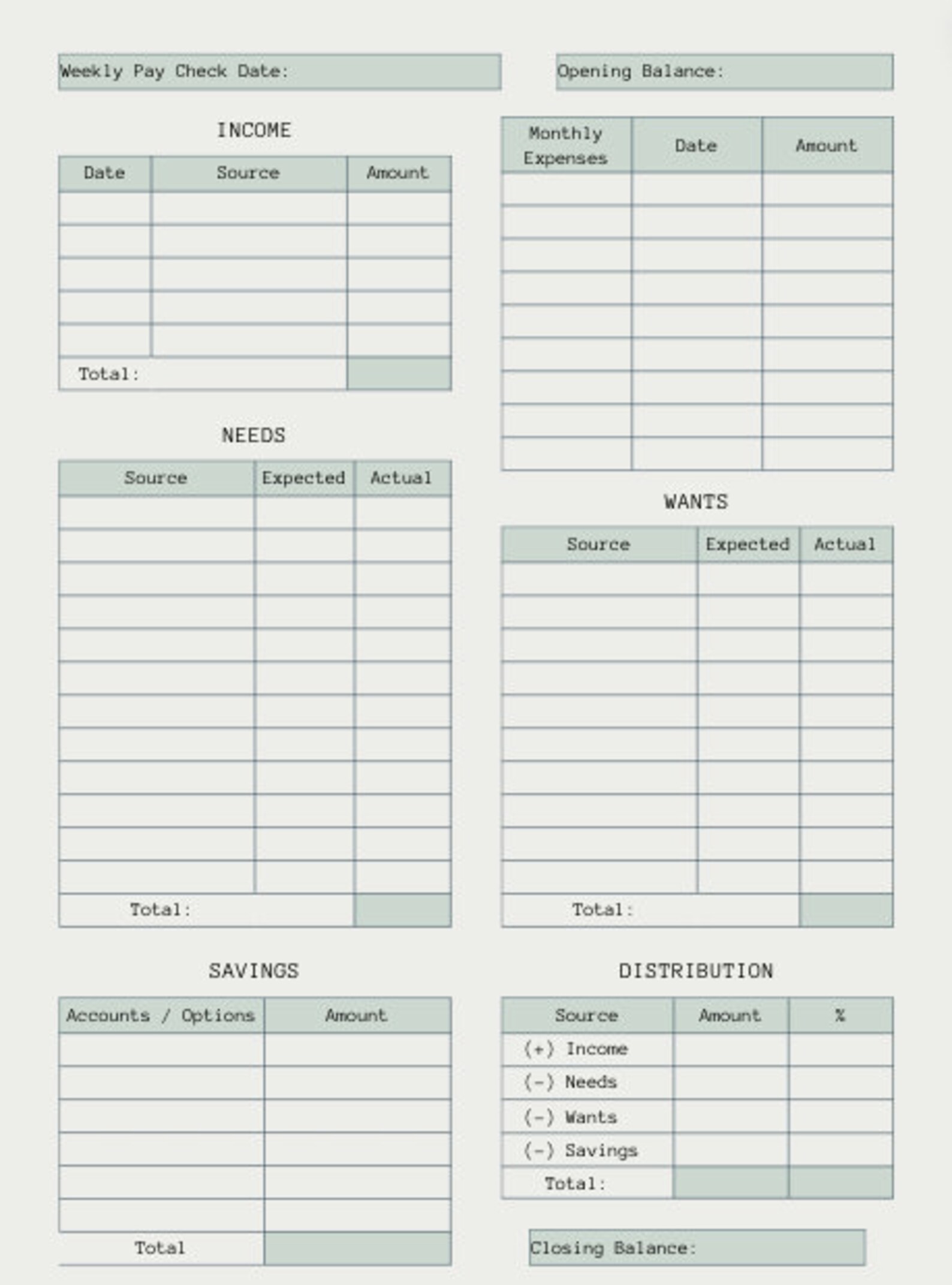 Weekly Budget Planner, High Resolution Printable, Simple, Easy to Use ...