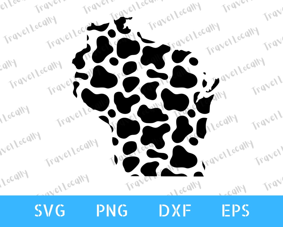 Wisconsin Svg, Cow, Dairy Svg, Wisconsin Outline, WI, Digital Design ...