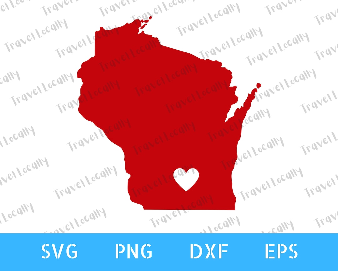 Wisconsin Svg, Madison Svg, Badgers, Outline, Heart, WI, Transparent ...