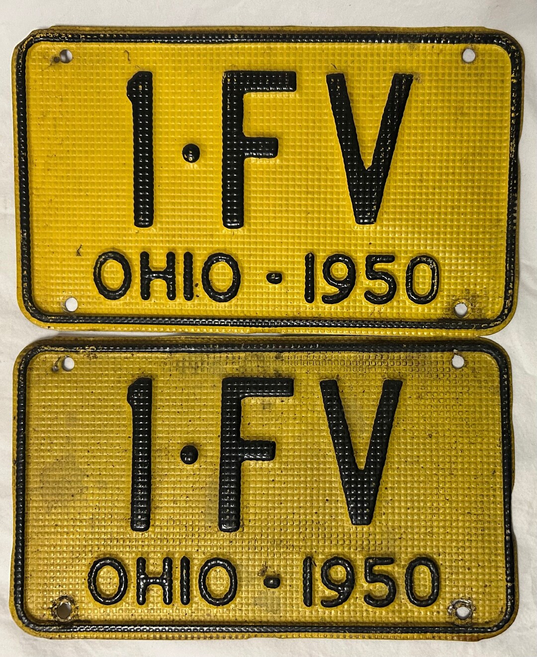Vintage Pair of Aluminum 1950 Ohio License Plates Black and Yellow ...