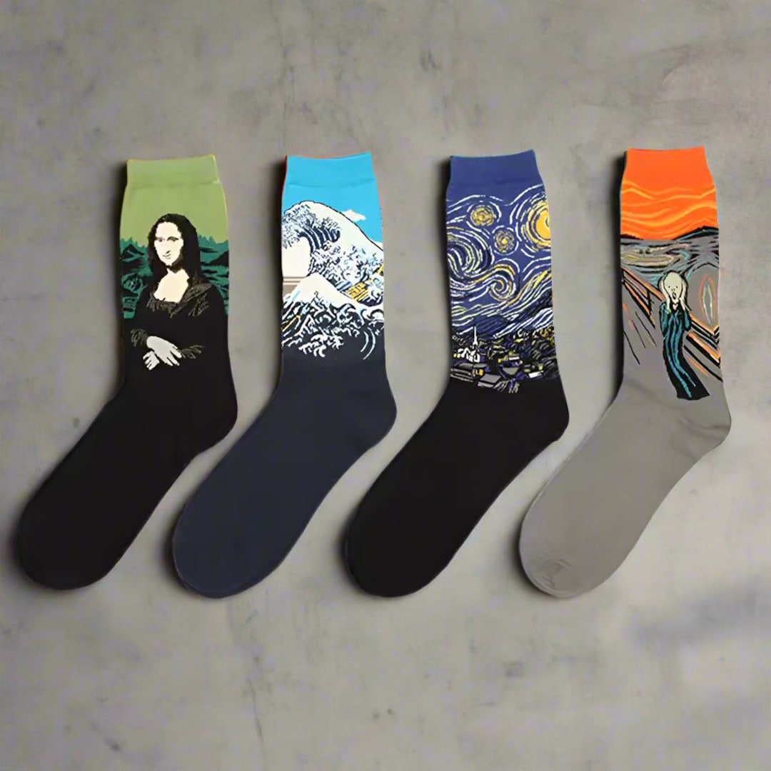 Famous Paintings Socks, Mona Lisa Socks, Socks With Paintings, Starry ...