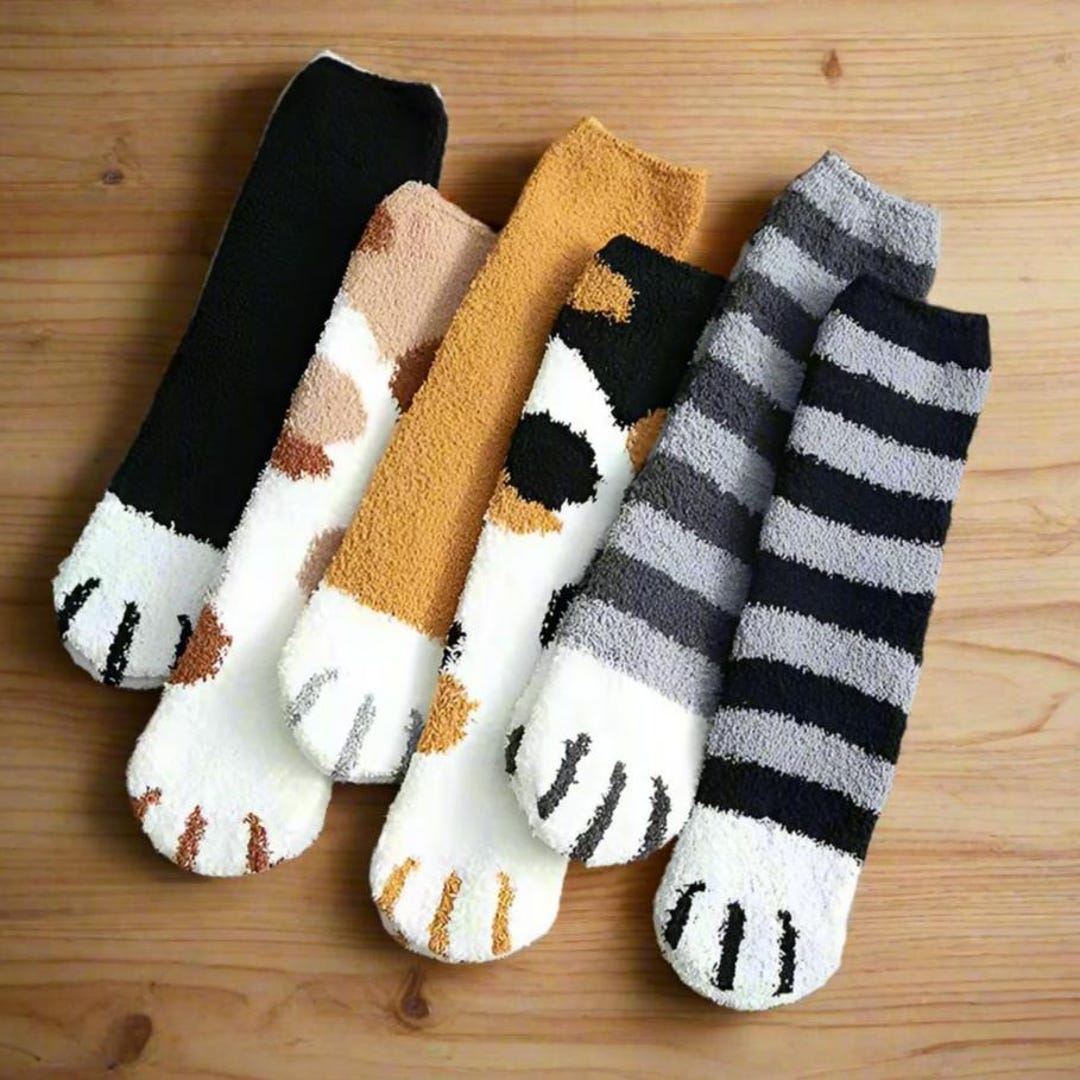 Cat Paw Socks – Cute Animal Paw Slippers for Women & Men, Cozy Novelty ...