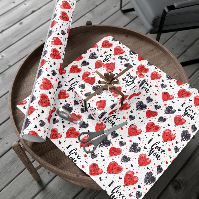 I Love You Wrapping Paper, Gift Wrap Sheets, Romantic Gift Packaging ...