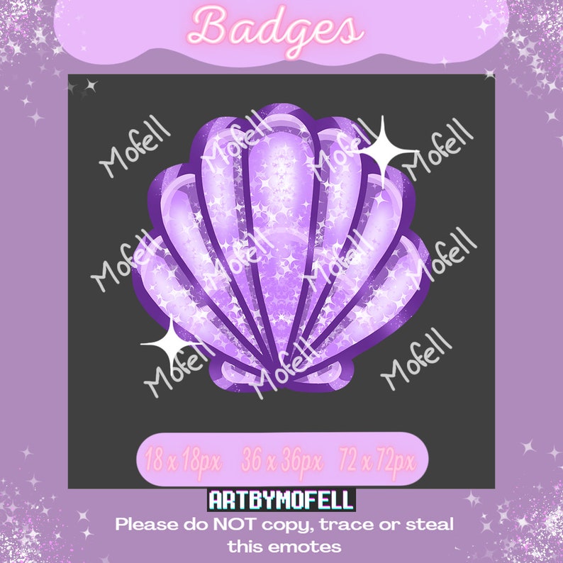 Sea Shell Twitch Bit Badges Cute Seashell Badges Cute Kawaii Seashells ...