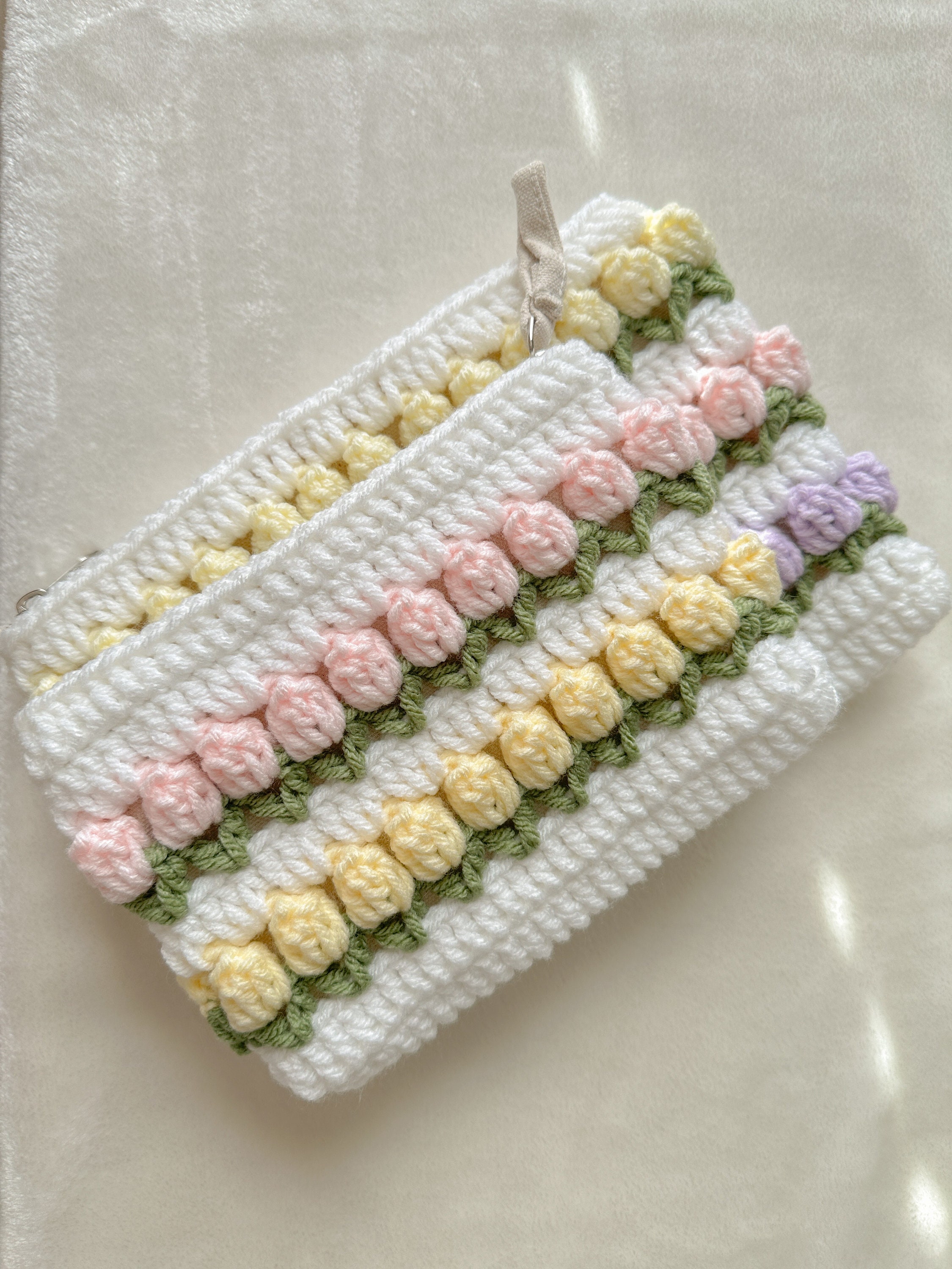 Crochet Pouch, Crochet Tulip Pouch, Makeup Pouch, Pencil Case, Crochet ...