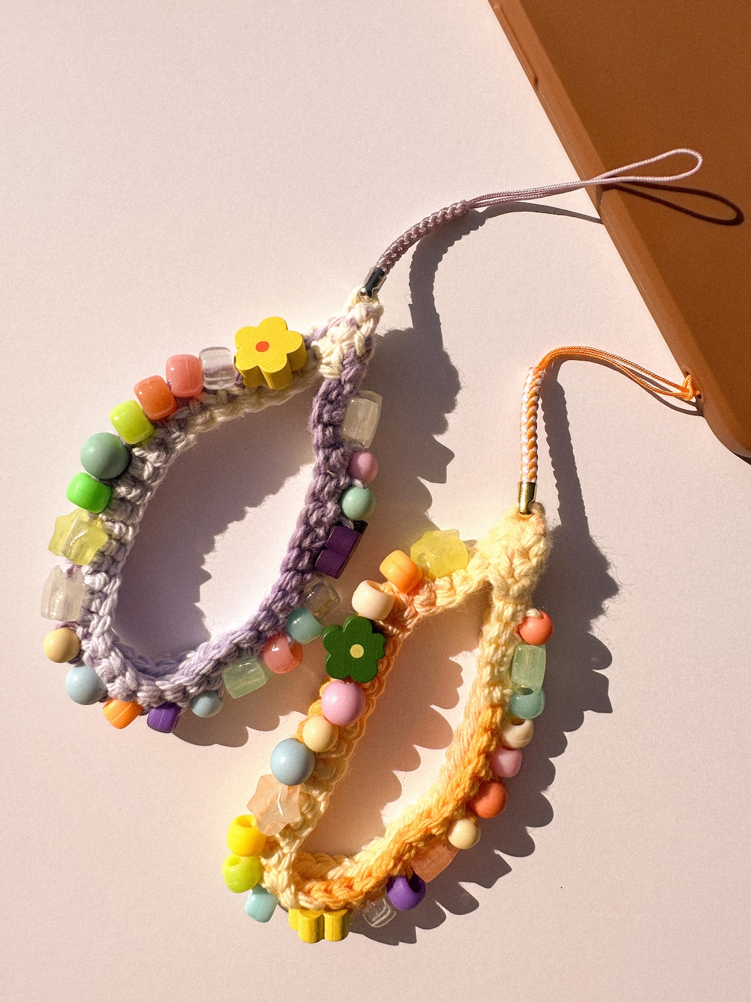 Crochet Phone Strap, Glowing Beads, Handmade Phone Strap, Phone ...