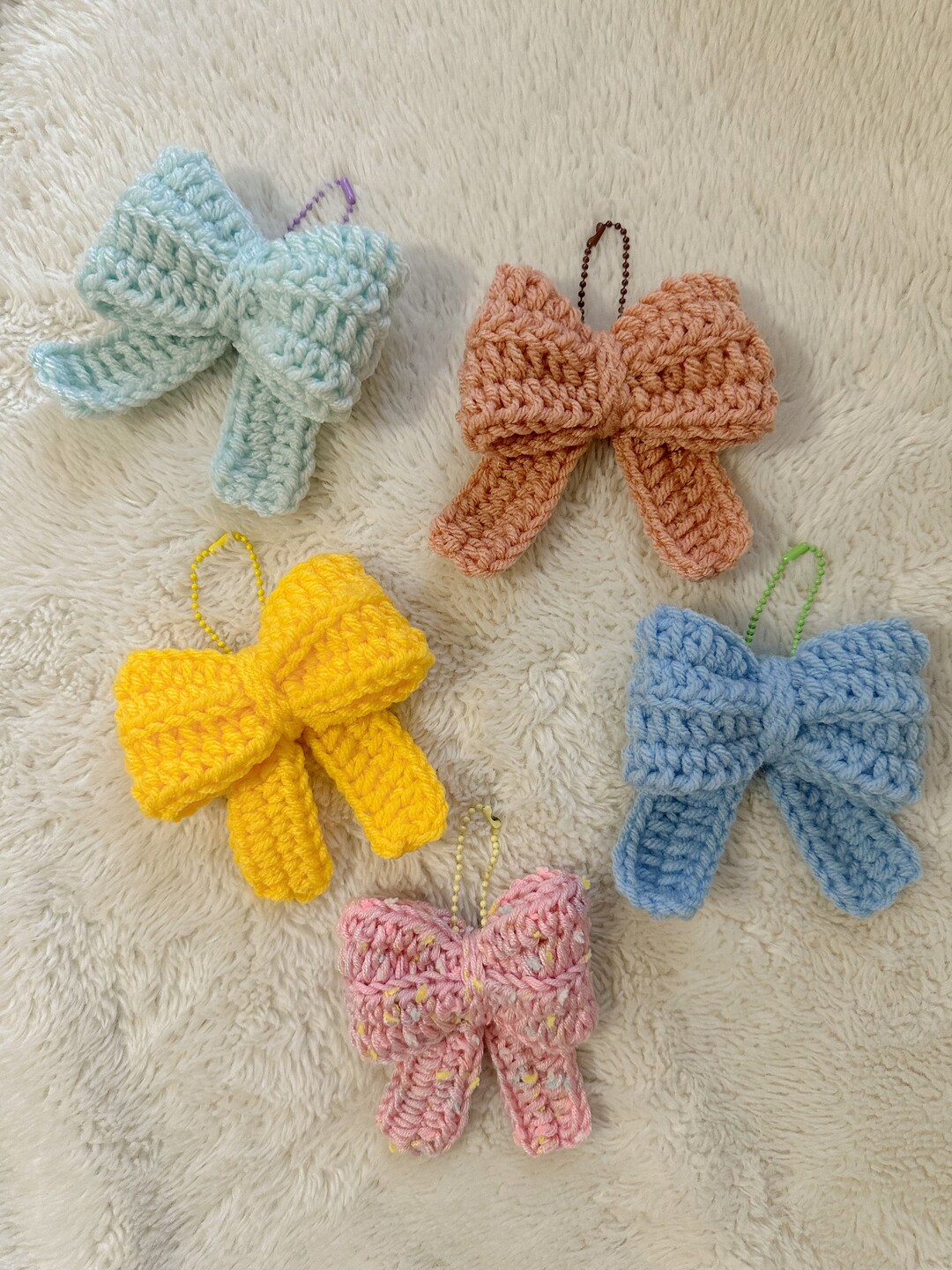 Crochet Bow Tie Bag Charm, Crochet Gift, Bag Charm, Cute Bow Tie ...