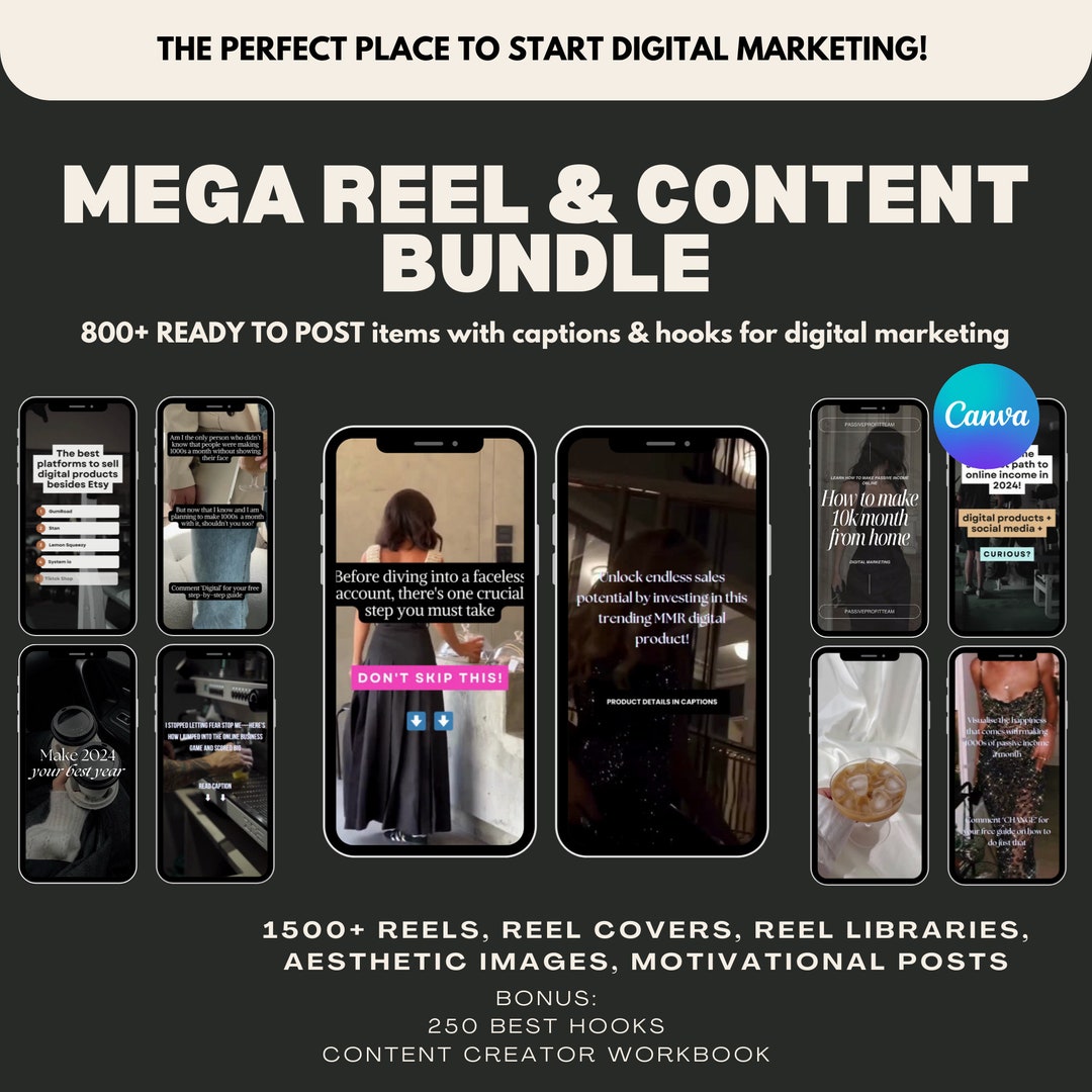 800+ READY to POST DFY Reels & Reel Covers, Mega Dfy Bundle, Faceless Digital Marketing Reels ...