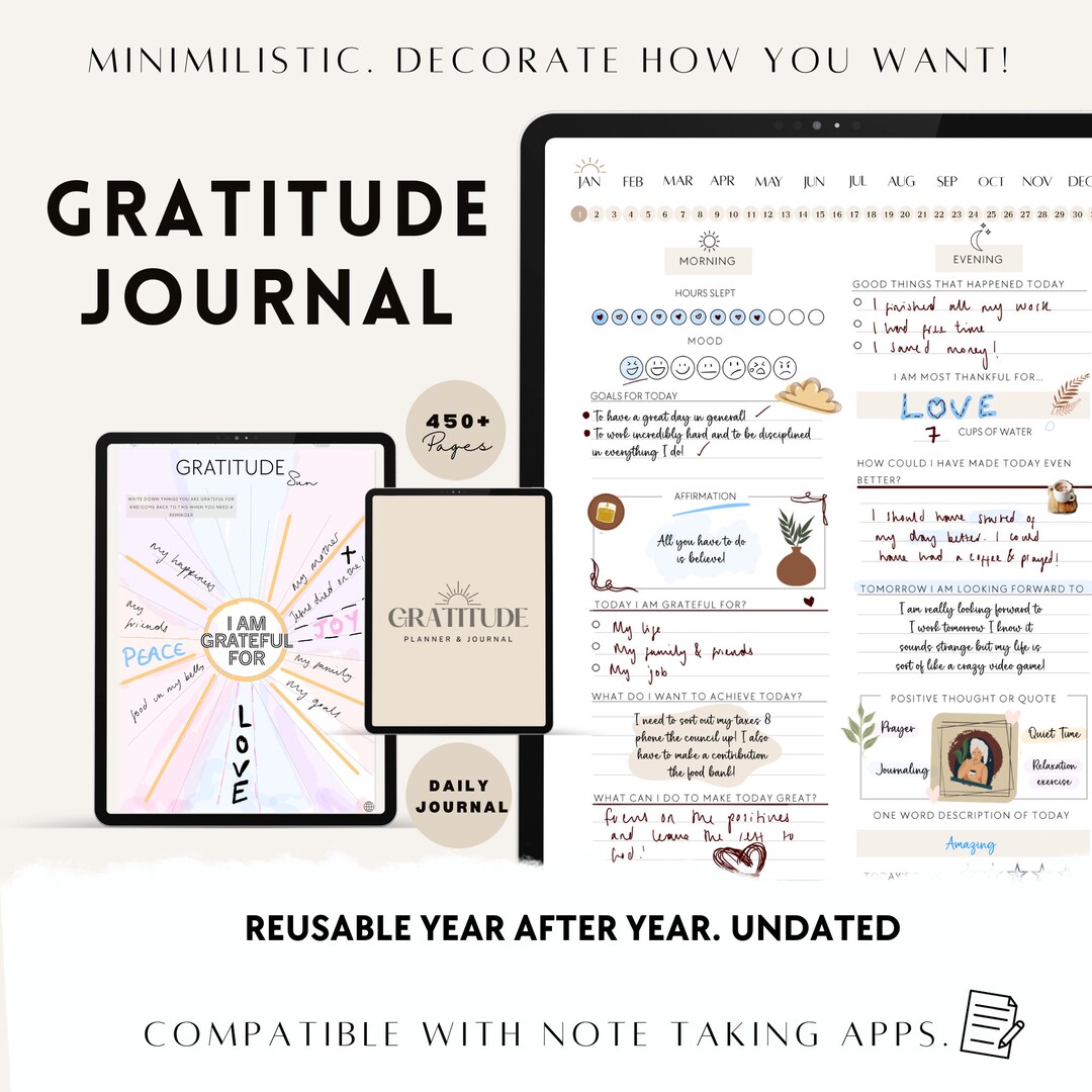 Gratitude Journal, Self Care Daily Planner, Goodnotes iPad Planner ...