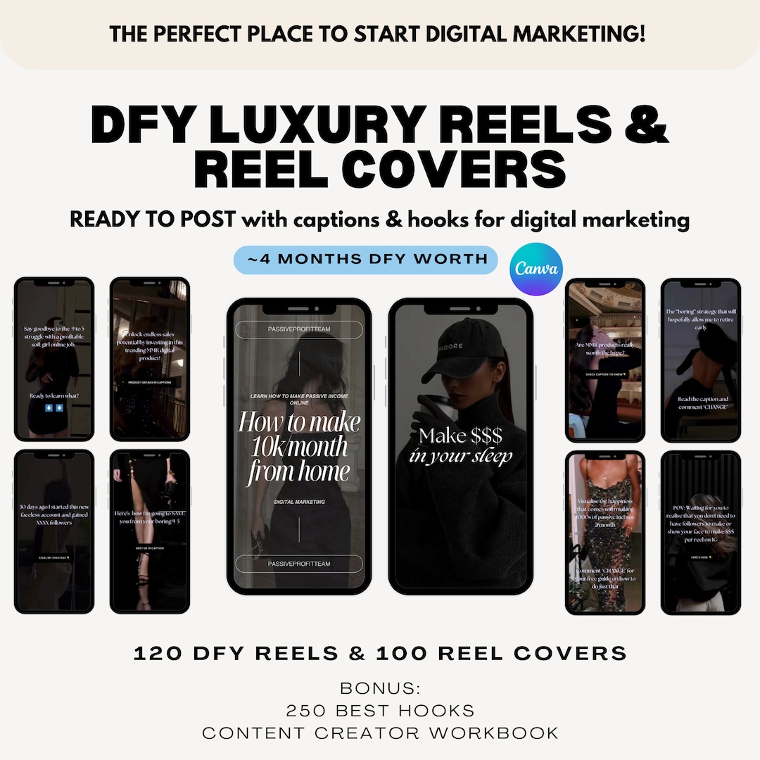 120 DFY Luxury Aesthetic Reels, 100 Reel Covers, Ready to Post ...