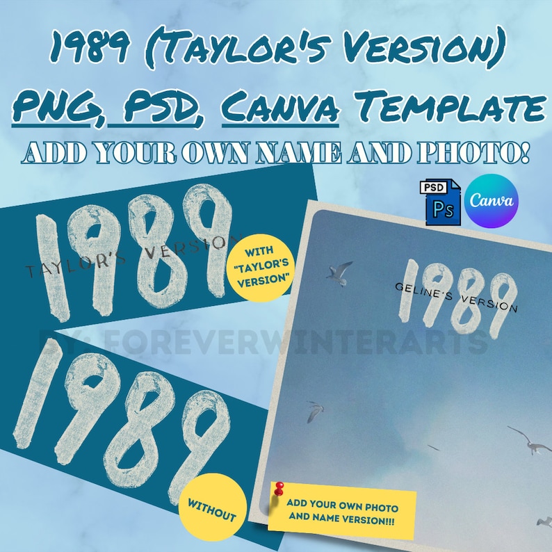 1989 Taylor's Version Album Cover Logo PNG PSD Canva - Etsy México