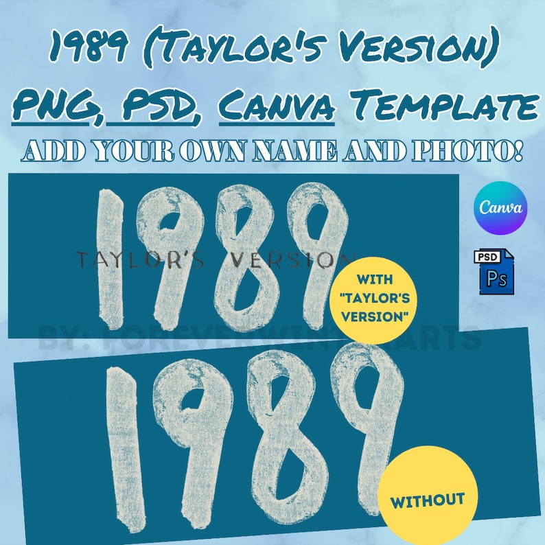 1989 Taylor's Version Album Cover Logo PNG PSD Canva - Etsy México