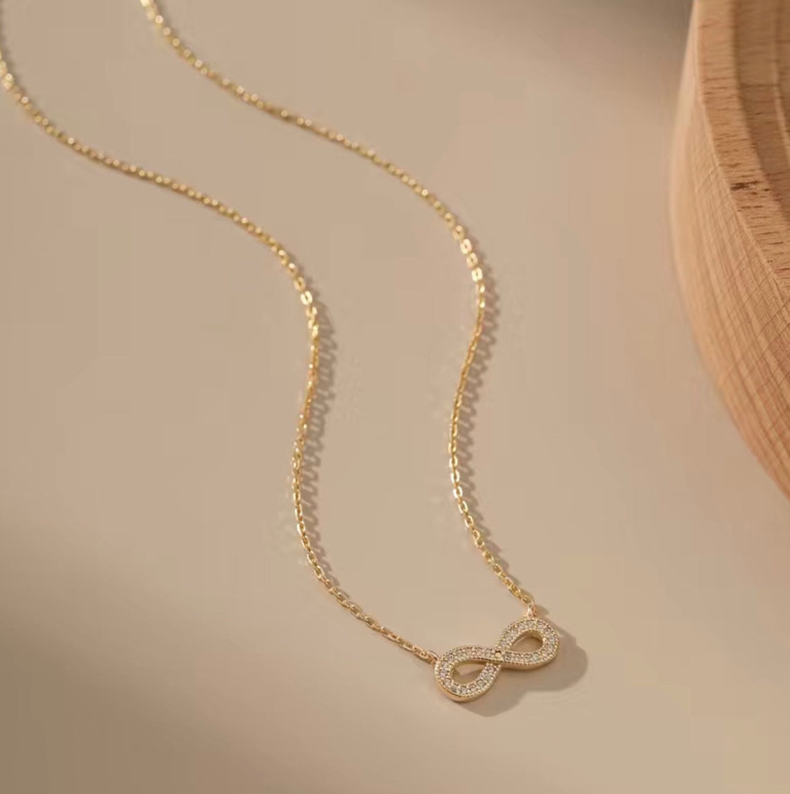 18K Gold Infinity Necklace, 925 Sterling Silver Infinite Love Necklace ...