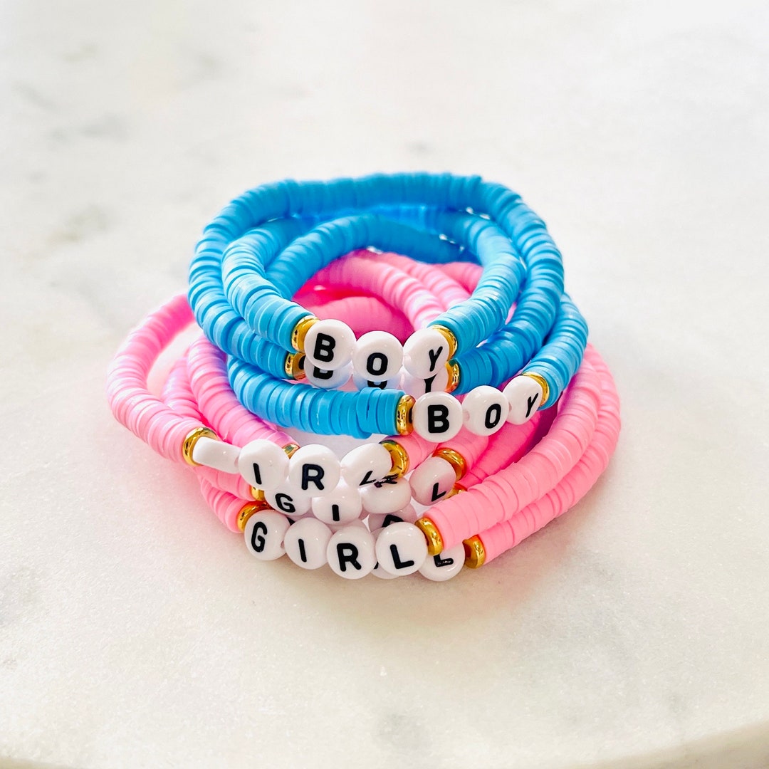 Pink and Blue Gender Reveal Bracelet Set of 12, Mom, Dad, Girl, Boy - Etsy